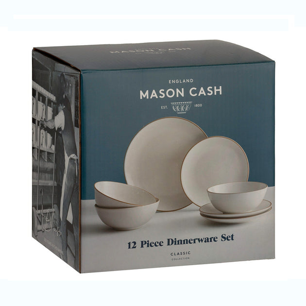 Mason Cash Classic Cream Collection Stoneware 12 Piece Dining Set ...